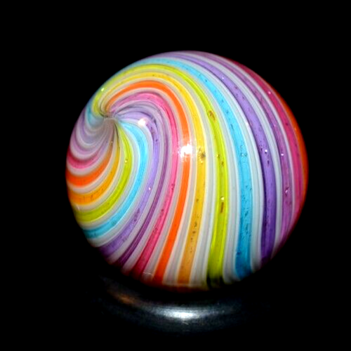 HOT HOUSE GLASS MARBLE/.683"-PASTEL DICHROIC RAINBOW STRIPE #642 ...