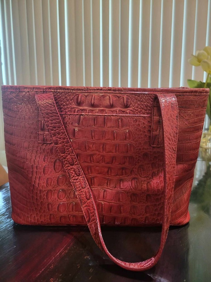 Brahmin Vintage Red Medium Embossed Crocodile Leather Tote Bag | eBay