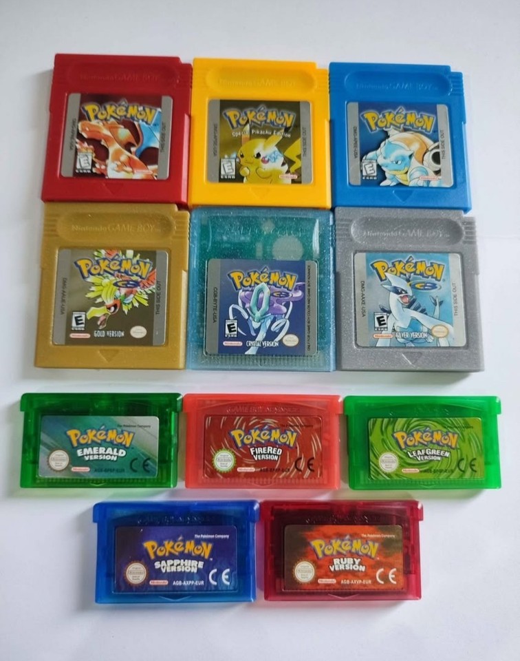 11x GBA Yellow Red Blue Gold Silver Crystal Ruby Sapphire Emerald ...