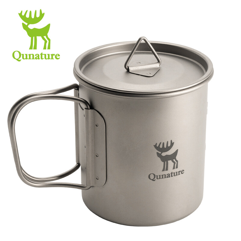 Qunature 375ml Titan Canteen Cup Camping Coffee Mug Hiking Hook Double ...