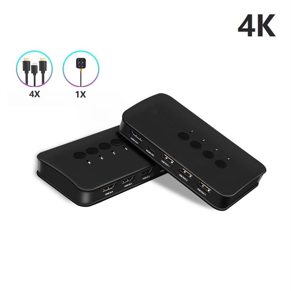 KVM Switch 4 Port HDMI1.4b USB Switcher 4K30Hz For 4 Computer Share 1 HD Monitor | eBay