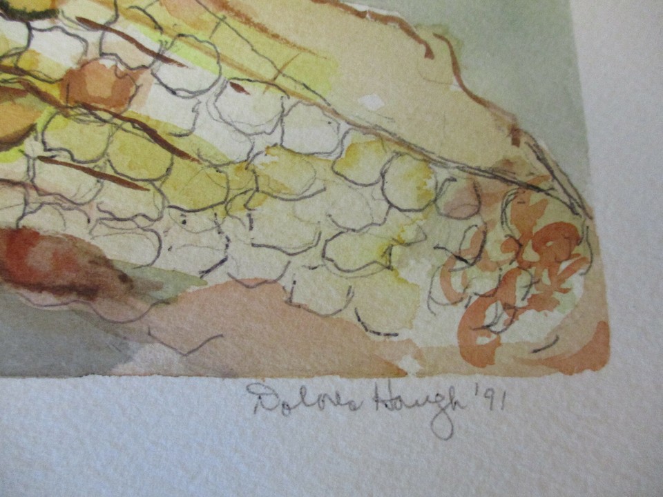 Vintage Signed Dolores Haugh Corn Vegetable Original Art Watercolor ...