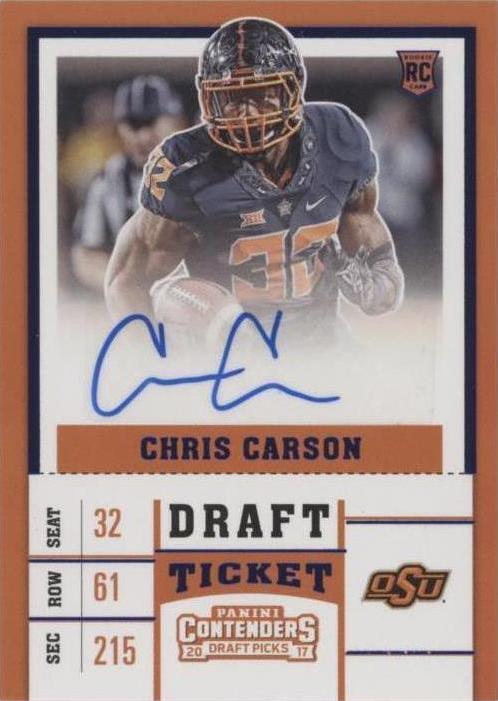 2017 Panini Contenders Draft Picks - Chris Carson #220 Draft Ticket ...