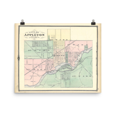 1878 Appleton Wisconsin Antique Map Poster Print | eBay