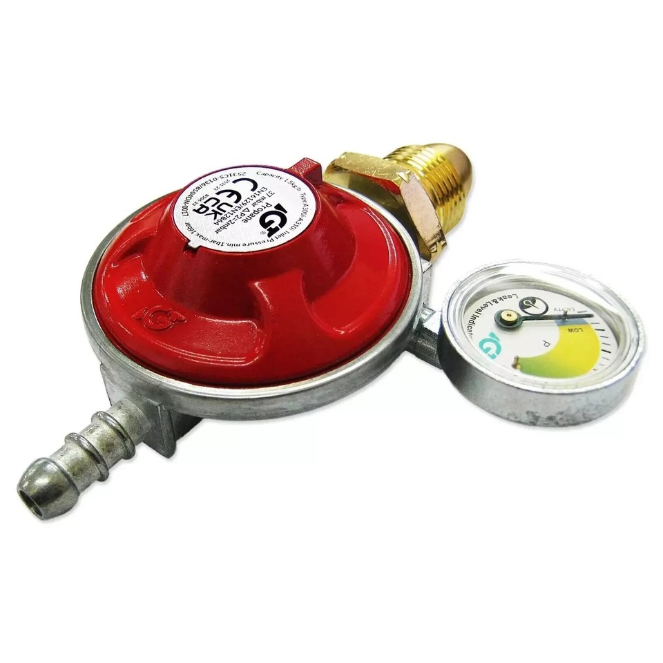 Propane Gas Regulator Pressure Gauge 37mbar Fits Calor + Flogas BBQ ...