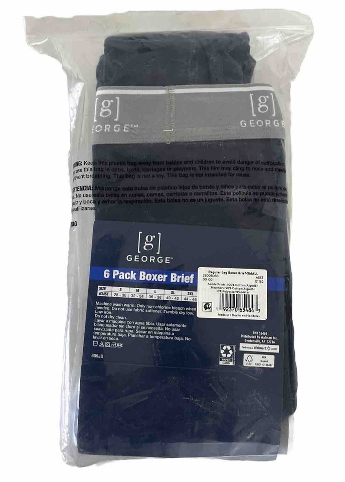 George Men's Boxer Briefs Underwear 6-Pack Size Small 28-30 NEW | eBay