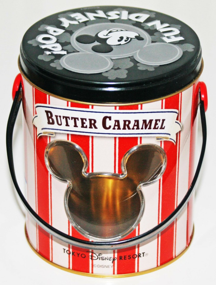 MICKEY MOUSE CAN BUTTER CARAMEL TOKYO DISNEY HANDLE PLUTO CANNISTER ...