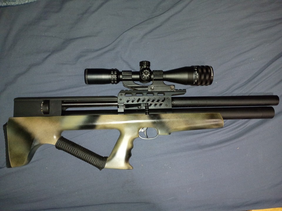 Secondhand Air Rifle PCP 9 Pellet Airgun w/ Picatinny Rail Wooden Stock ...