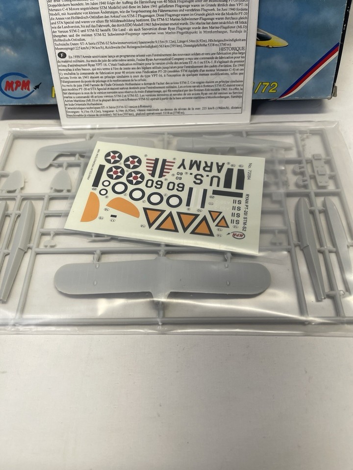 MPM No. 72084 Ryan PT-20/STM-S2 1:72 scale model airplane kit. New Open ...