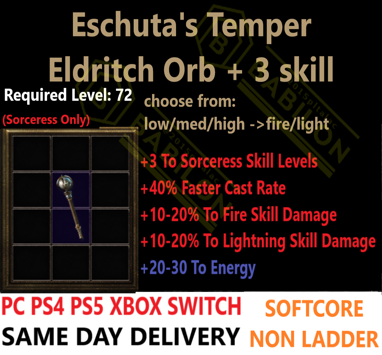 PC PS4 PS5 XBOX SWITCH Eschuta temper Non LD Diablo 2 Resurrected Items ...