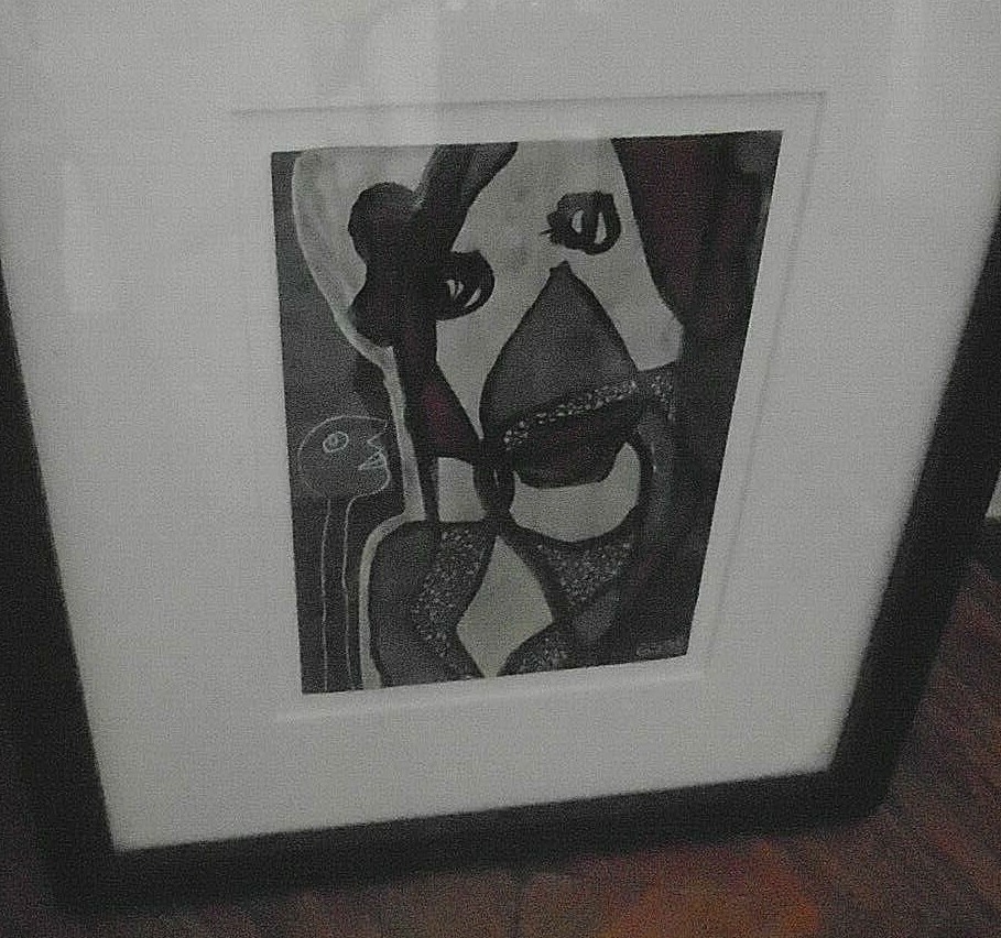 Gerard Sendrey France Artist 1998 Ink on Postcard DEUX VISAGES Saslow ...