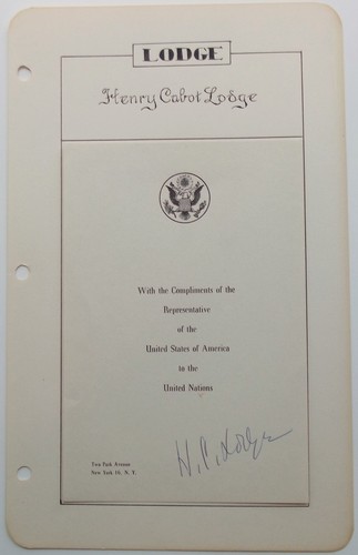 Henry Cabot Lodge Jr. Senator, Ambassador, Statesman Autograph Signed ...