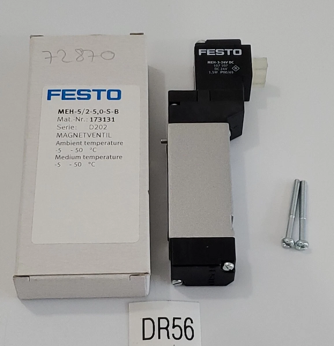 FESTO MEH-3-24VDC PNEUMATIC Solenoid Valve Assembly 24VDC, 45% OFF