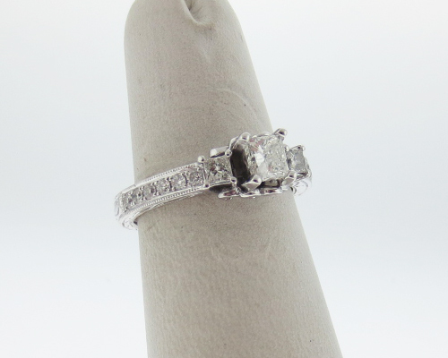 Shane Co 0.90ct Genuine Diamonds Princess Cut Solid 14k White Gold 3 ...