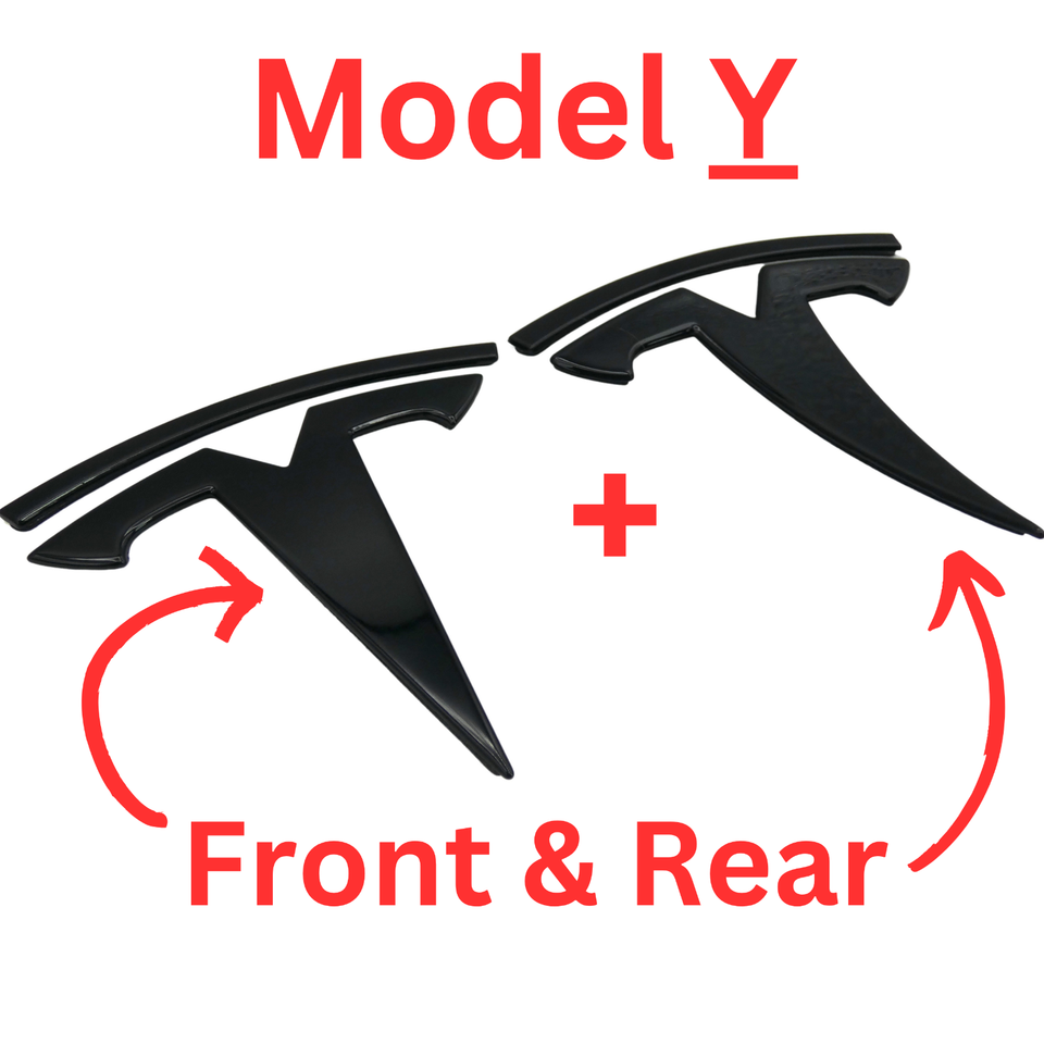 TESLA Emblem T Badge MODEL Y or 3 Front + Rear Black OEM Upgrade | eBay