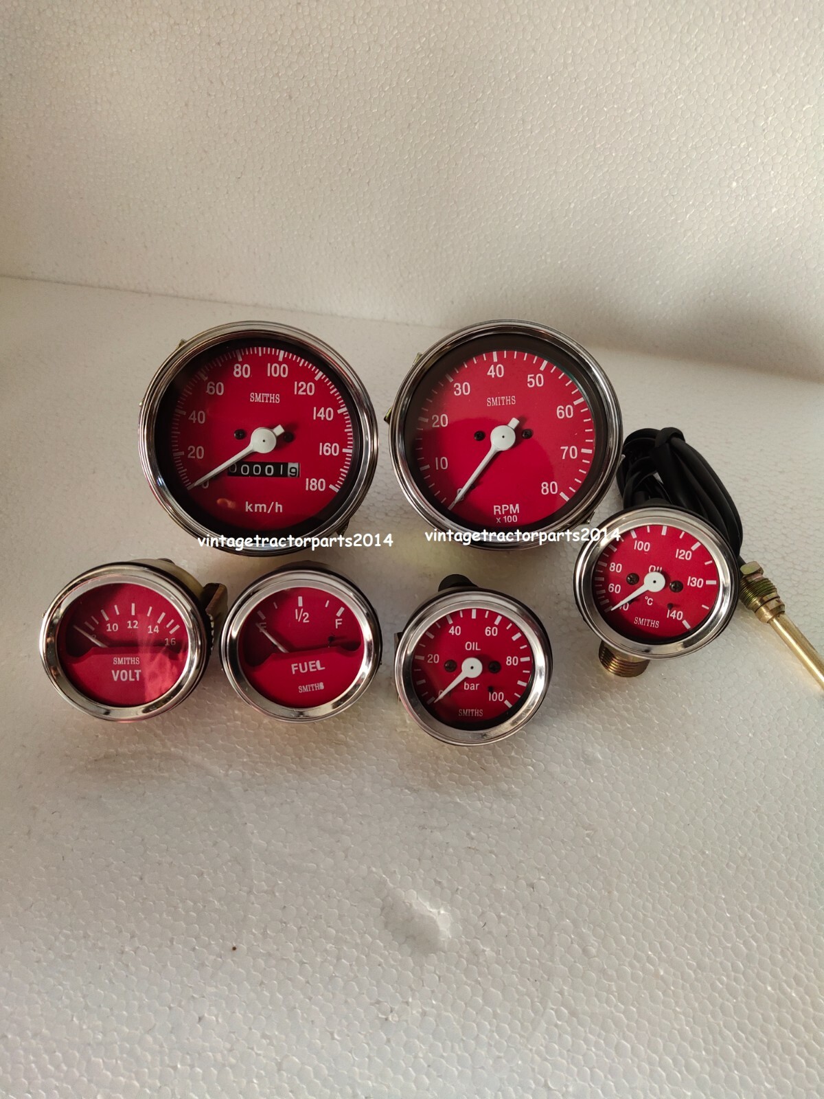 Smiths 52mm Kit- Temp oil + Oil + Fuel+ Volt+ Speedo 0-180 KMH + 0-80 ...