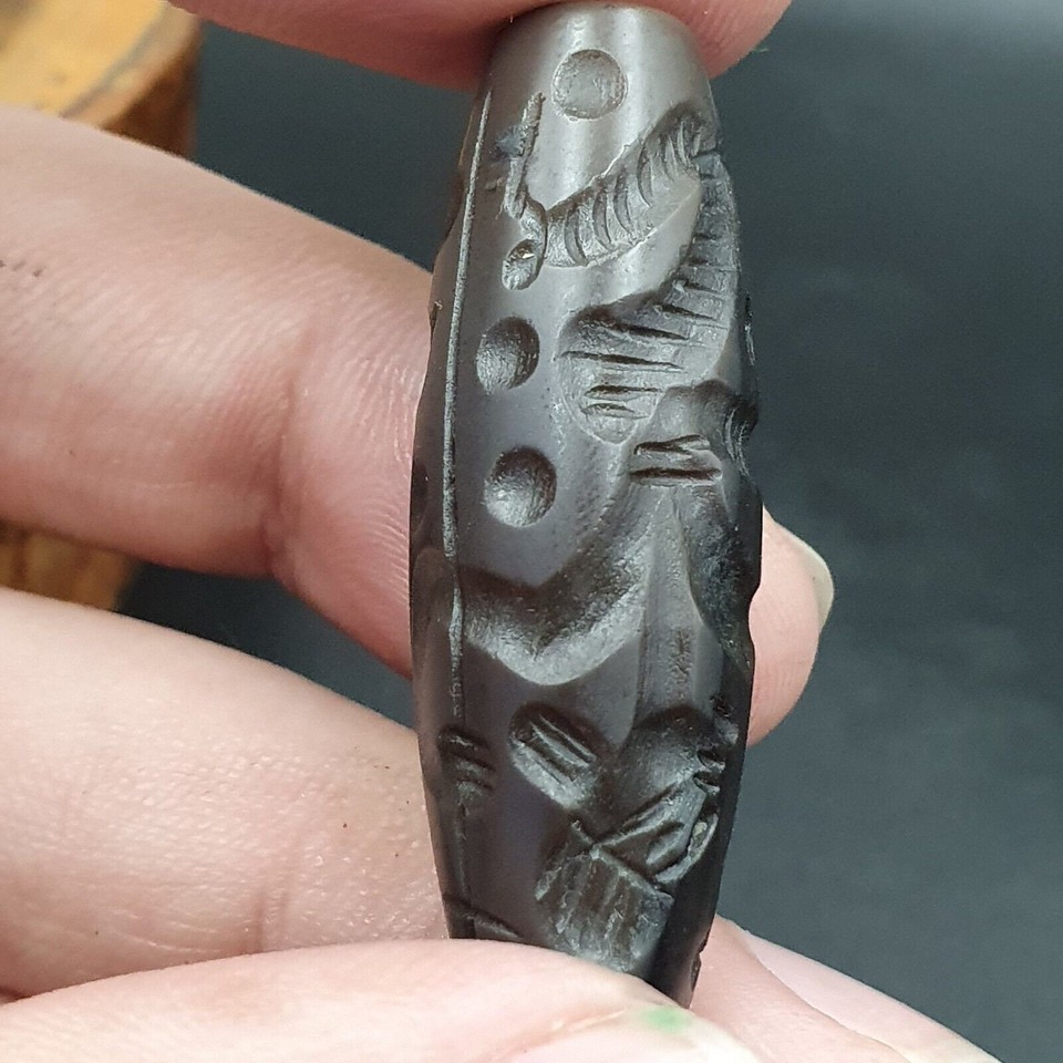 Indo tibetan carving agate eye stone bead amulet hunting prey #10215 | eBay