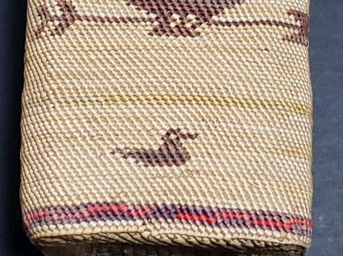 Vtg PNW Makah Native American Square Basket Animal Motif Whale Bird 3x5 ...