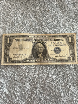 1957 STAR NOTE One Dollar Blue Seal Note Silver Certificate Old US Bill ...