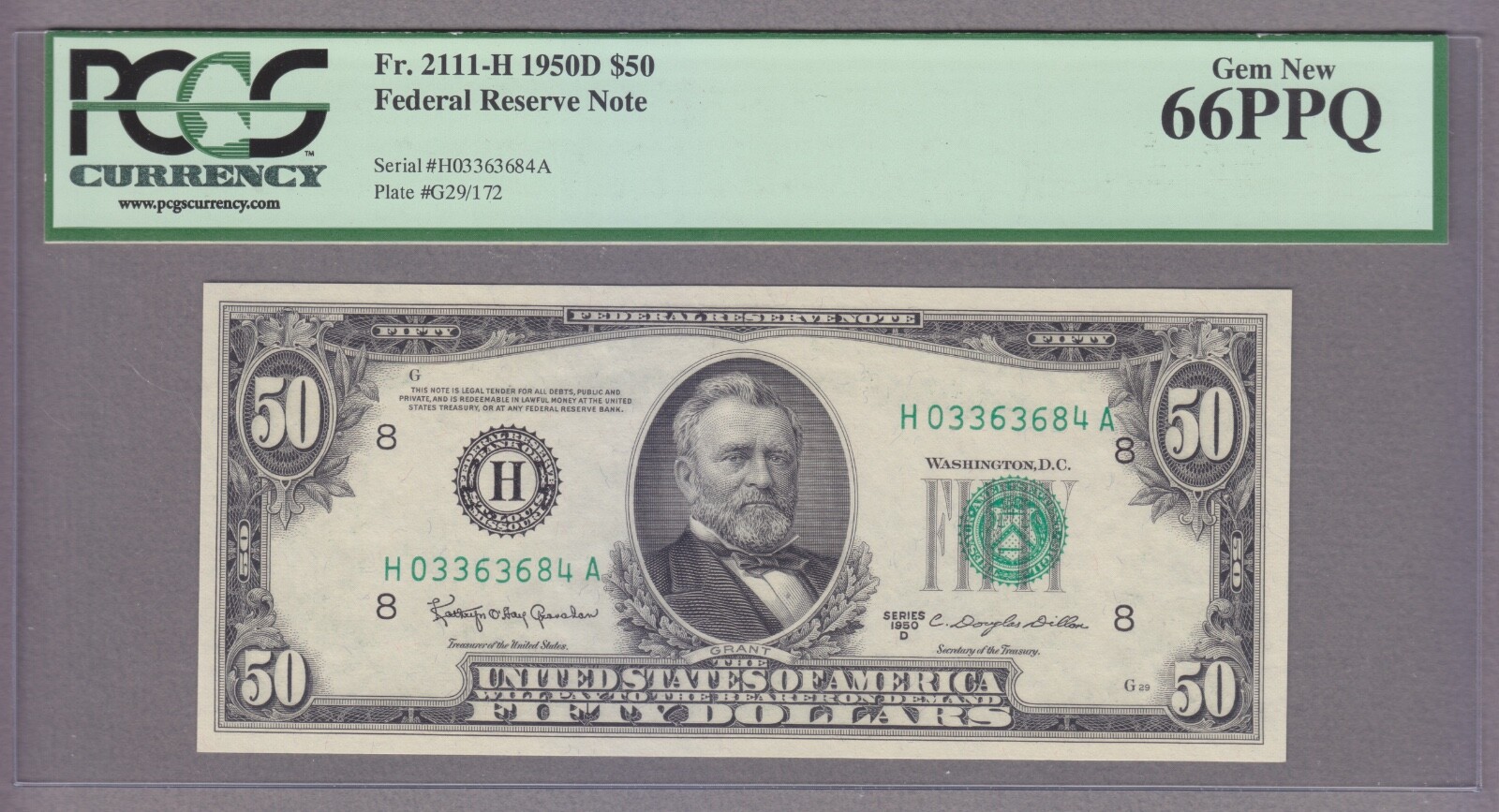 COLLECTORS ITEM - OLD STYLE NOTE $50 - 03363684 - FR#2111-H - PCGS 66 ...