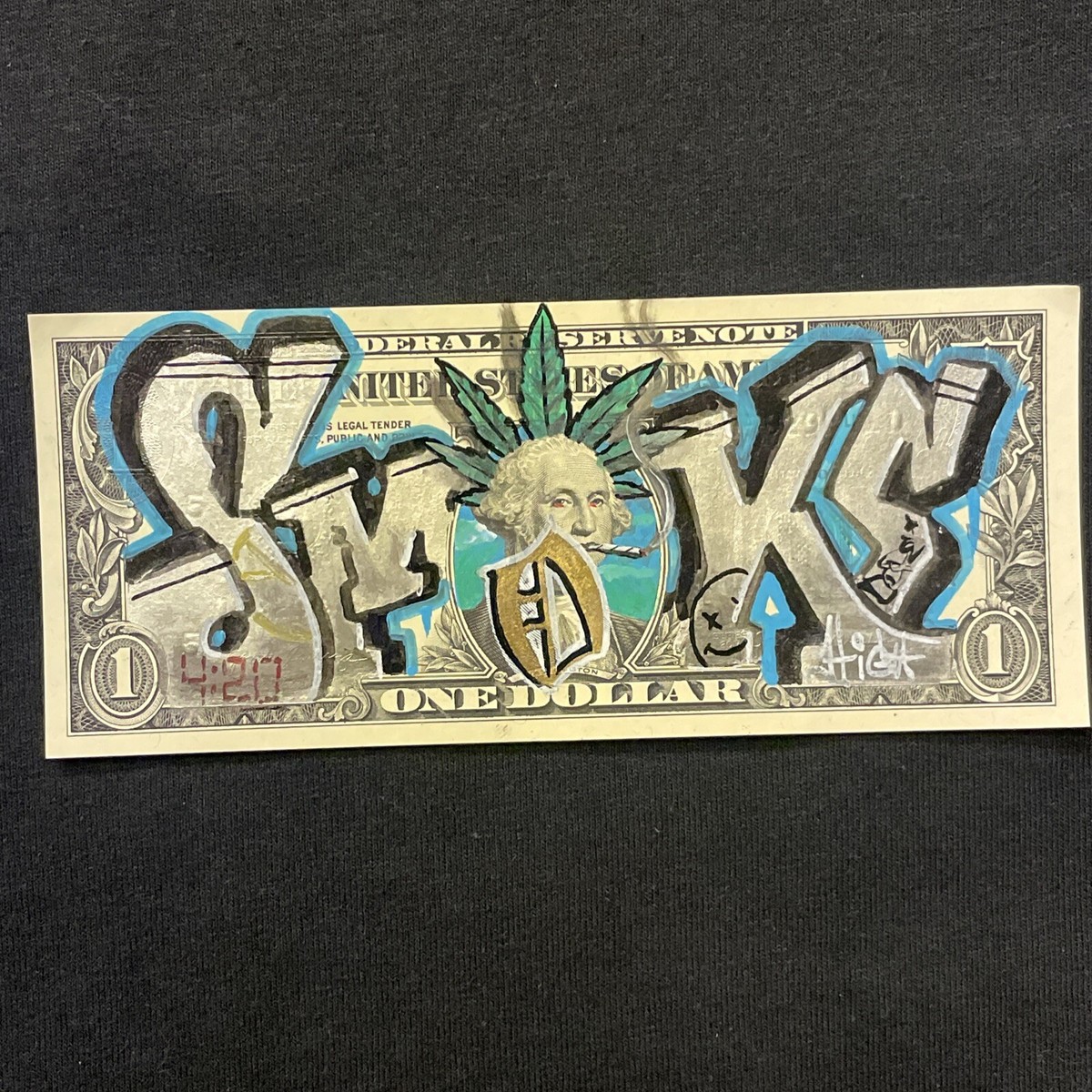 Dollar Graffiti HOPE Graffiti 1 Dollar Bill Original Painting US Blood