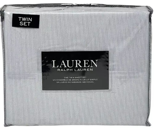 RALPH LAUREN TWIN 3 PC Supreme Cotton Blue Oxford Stripe Designer Sheet ...