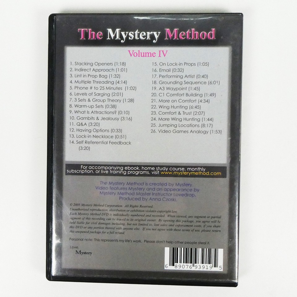 THE MYSTERY METHOD VIDEO ARCHIVES 5 DVDs Pick-Up Artist Seduction how ...