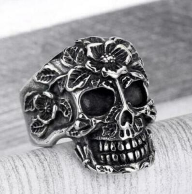 925 Sterling Silver New Fashion Biker Skull Wedding Engagement Ring ...