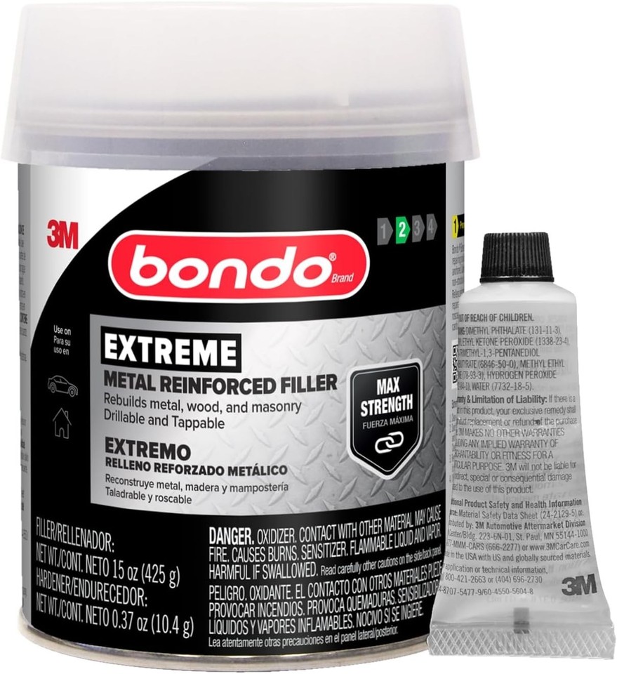 Bondo Metal Reinforced Filler, 15 oz, Drillable & Rustproof, w ...