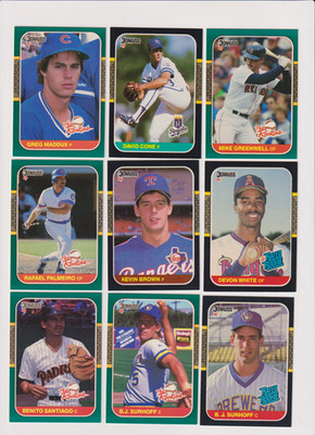 1987 Donruss The Rookies Greg Maddux in Baseball Card Lot (9) w ...