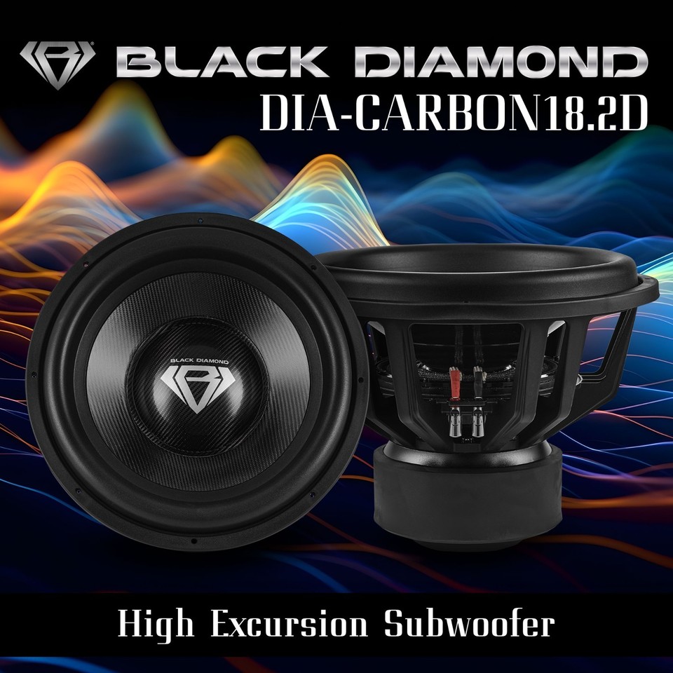 Black Diamond 18" High Excursion Subwoofer with Carbon Fiber Cone 3500W ...