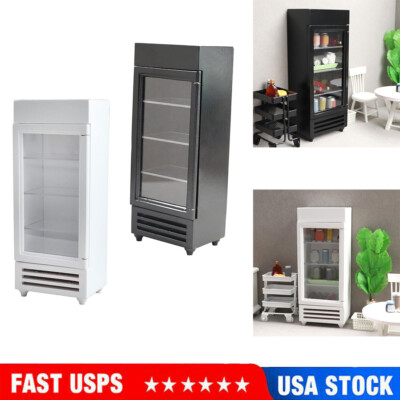 Mini Dollhouse Miniature Refrigerator Model 1:12 Scale Wooden Fridge US ...
