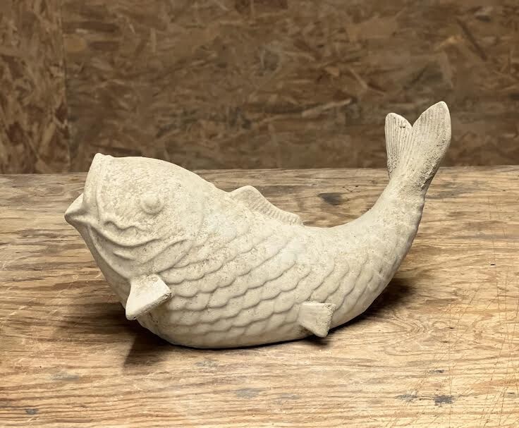 Patio Fish Koi Statue Stone Sea Animal Sculpture Realistic Fish Figure ...
