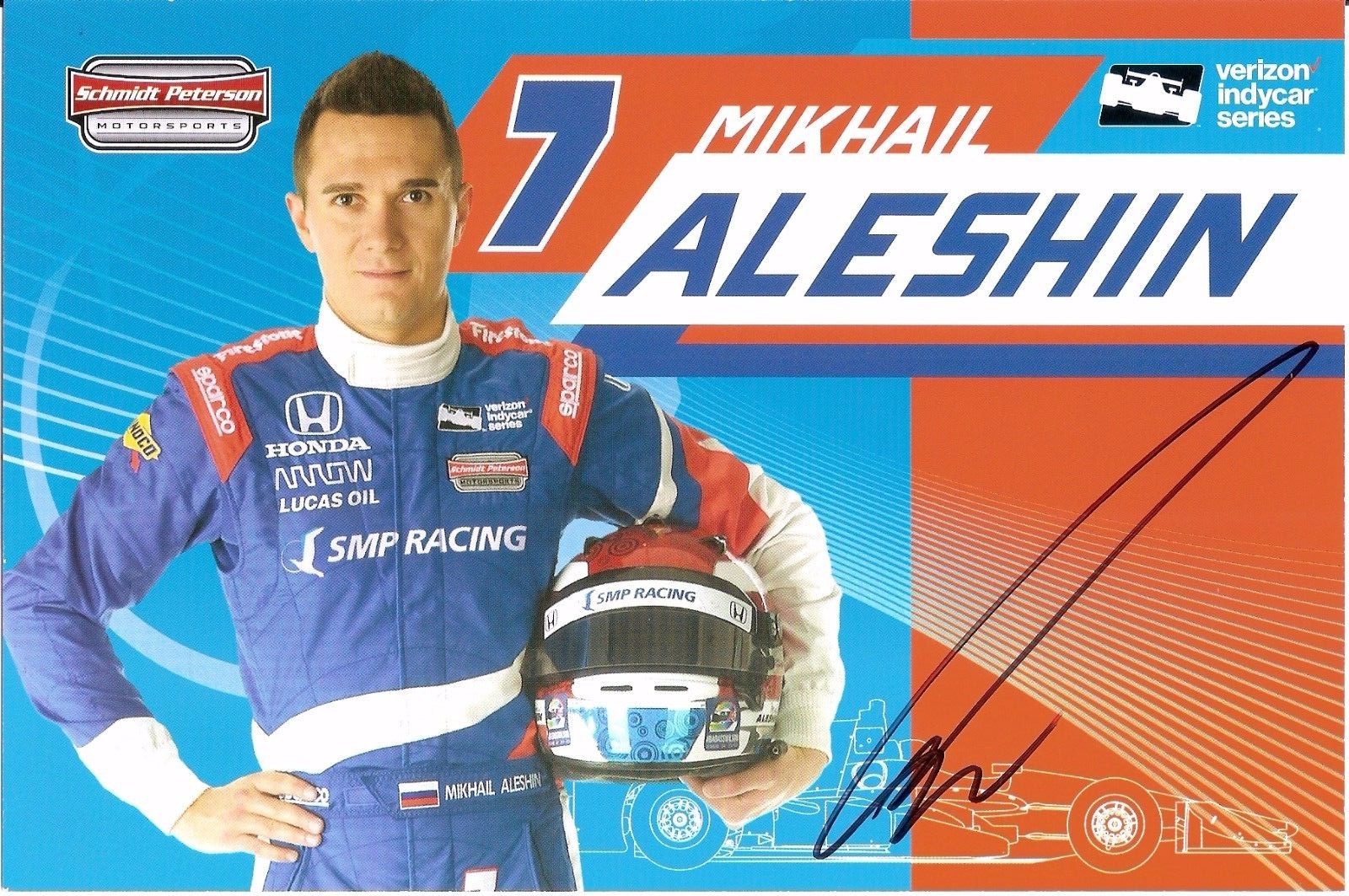 2016 MIKHAIL ALESHIN signed INDIANAPOLIS 500 PHOTO CARD INDY CAR SMP ...