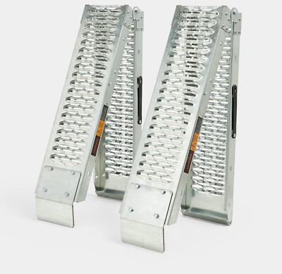 2x Foldable Steel Loading Ramps 400kg Capacity 171cm Non-Slip Van Ramps ...