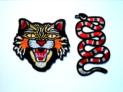 Fashion Angry Cat Snake Set Patches Embroidered Cloth Applique Badge ...