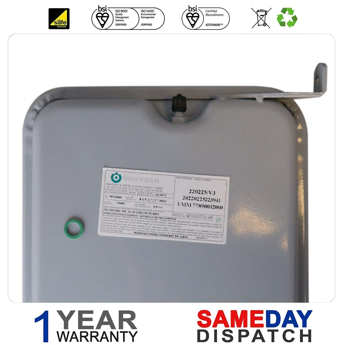 Vokera Mynute 24SE & 25A Boiler Expansion Vessel 8L 20138101 Was ...