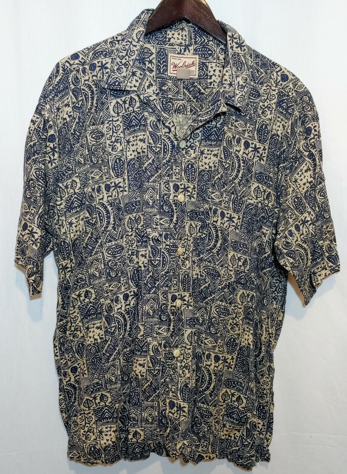 WOOLRICH Button Up Down Tropical Palm Tree Deer Hawai… - Gem