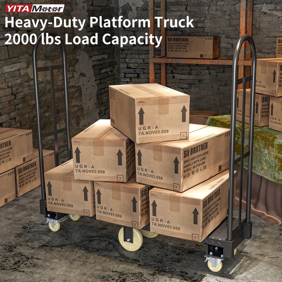 Narrow Aisle U-Boat Platform Cart Truck Dolly Thick Steel Deck 2000 LB ...