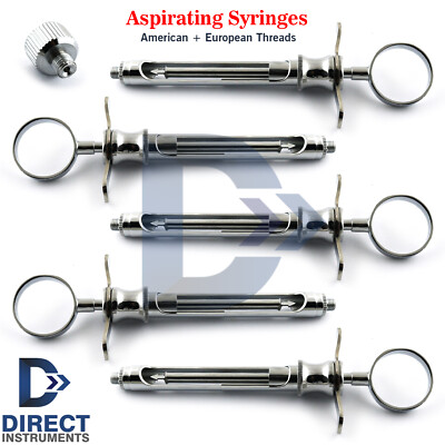 5Pcs Dentists Anesthetic Aspirating Syringes 1.8ml Thumb Ring Style ...