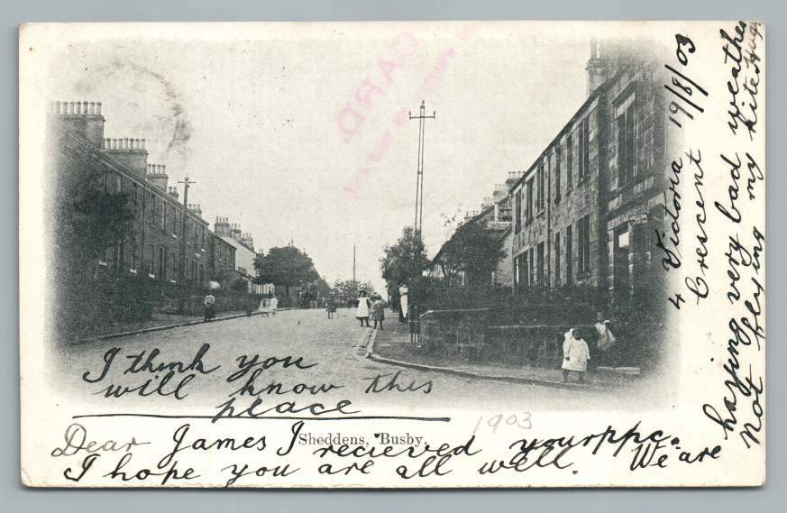 Sheddens BUSBY Scotland~Antique East Renfrewshire Glasgow Road Postcard ...
