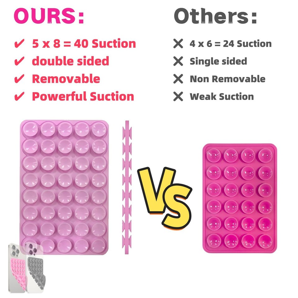 2-Pack Double-Sided Suction Phone Grip Octo Cup Buddy Suction Phone ...