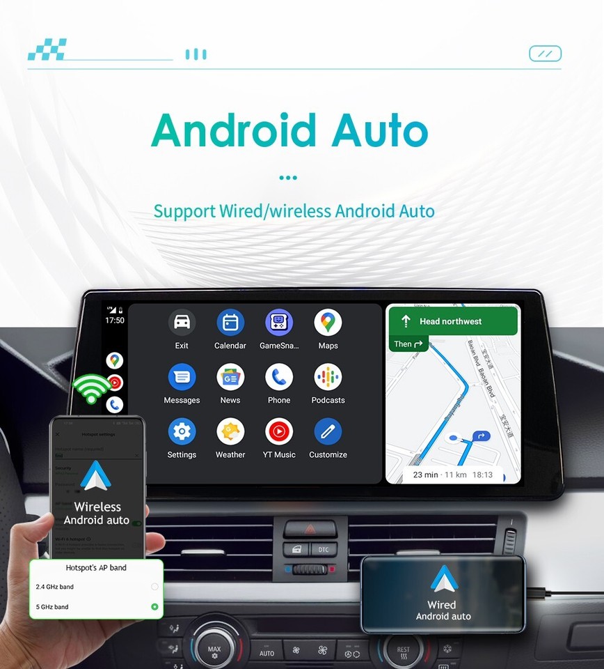 10.33" Android 13 Head Unit Screen for BMW 5 E60 E61 2005-2008 CCC ...