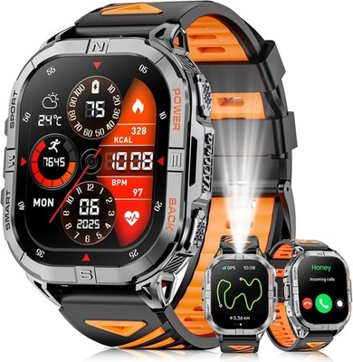 Military Smart Watch for Men, Rugged GPS Watch with LED Flashlight ...