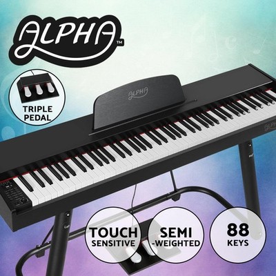 Alpha 88 Keys Electronic Piano Keyboard Digital Electric w/ Stand Semi ...