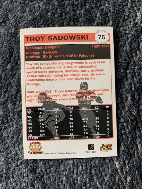 Troy Sadowski 1997 Pacific Philadelphia SP RC Rookie Card - His Only ...