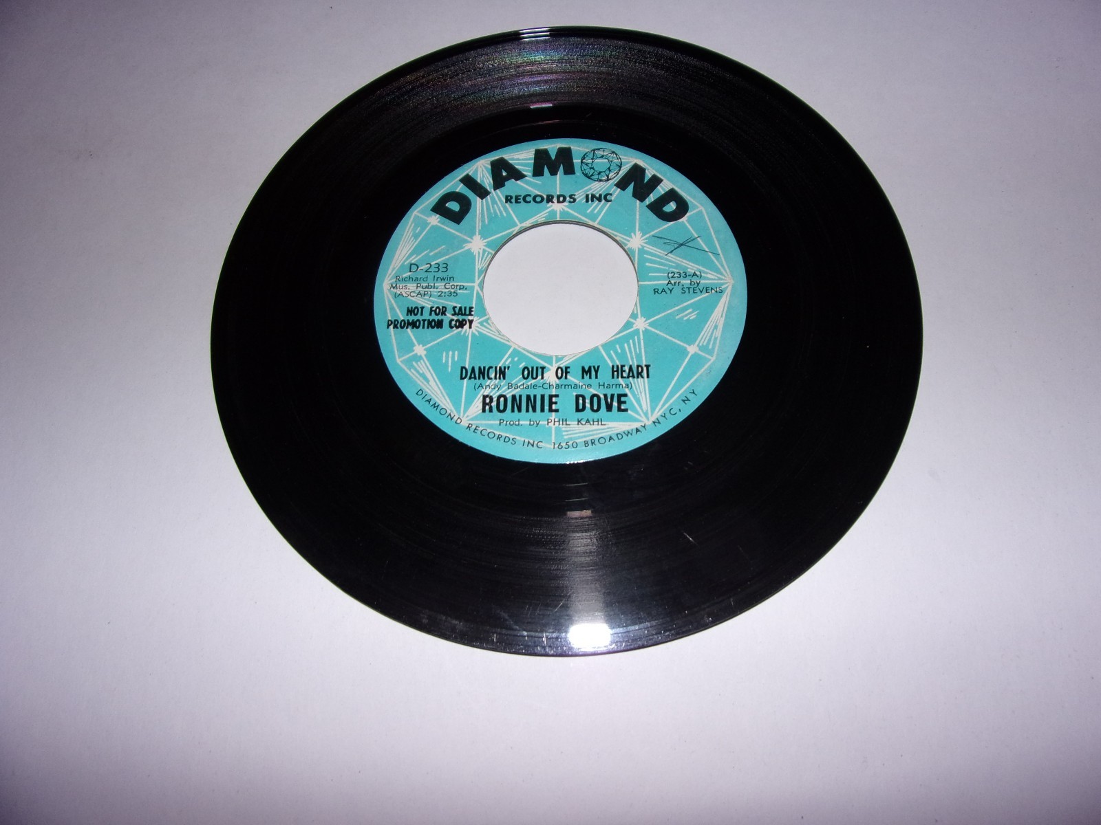 Ronnie Dove: Dancin' Out Of My Heart / Back From Baltimore / 45 Rpm ...