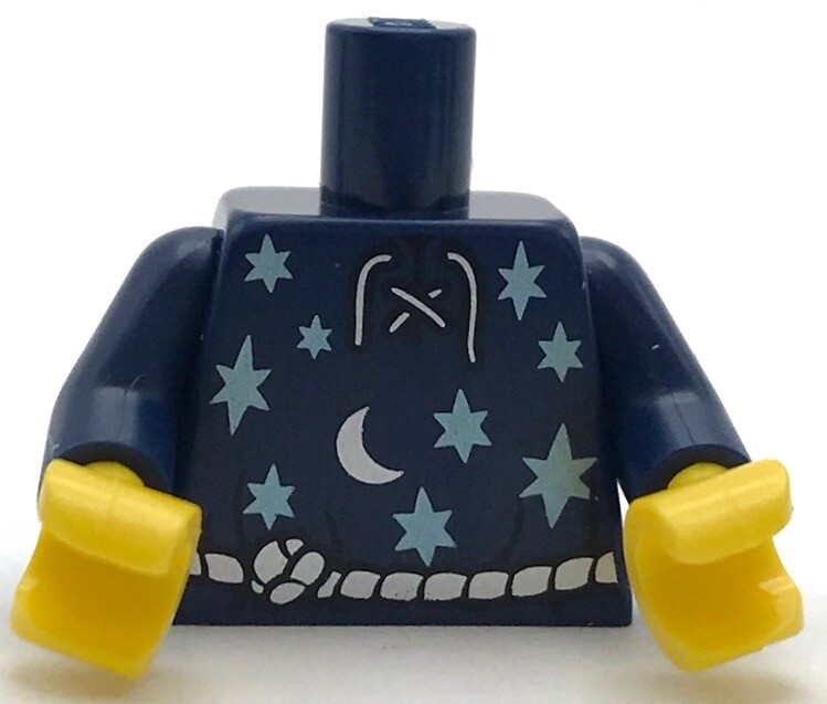 Lego New Dark Blue Wizard Minifigure Torso Lace-up Shirt Moon Stars ...