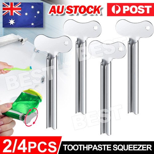 2/4x Stainless Steel Tube Toothpaste Squeezer Easy Key Dispenser ...