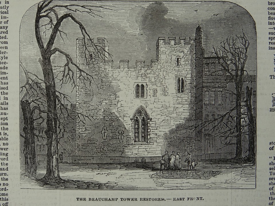 Tower of London RESTORATION OF THE BEAUCHAMP TOWER Victorian Print 1854 ...